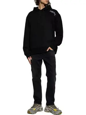 DIESEL® Logo-embroidered Hooded Sweatshirt - Black