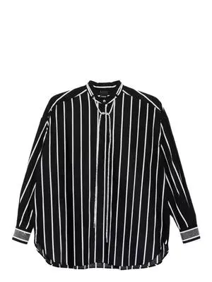 Pinko Striped Shirt With Rhinestone Detailing - Black
