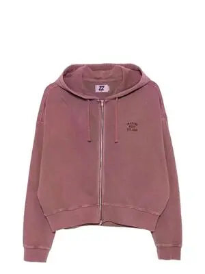 Izzue Logo Embroidered Zip-up Hoodie - Purple