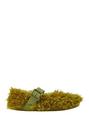 Camper Wabi Furry Buckle Flat Pumps - Green