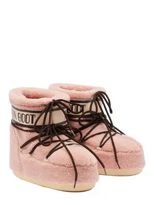 Moon Boot Icon Low Fleece Lace-up Boots - Pink