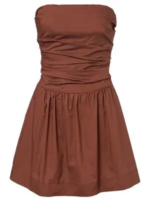 Faithfull The Brand Vera Strapless Cotton Mini Dress - Brown