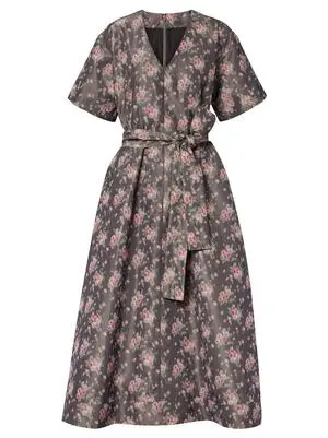 MARKARIAN Lunetta Floral Taffeta Midi Dress - Black