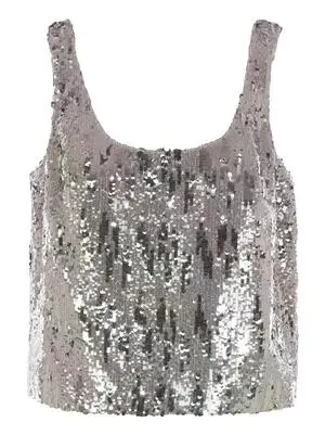 ELIE SAAB Elie Saab Sequin Embellished Scoop Neck Top