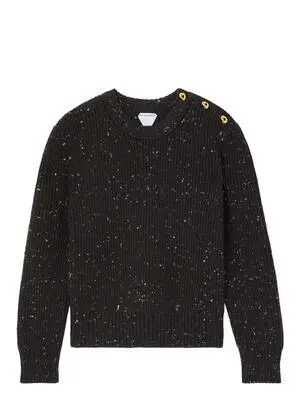 Bottega Veneta Button-detailed Ribbed Wool-blend Sweater - Brown