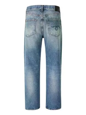 R13 Frayed Hem Straight Leg Jeans - Blue