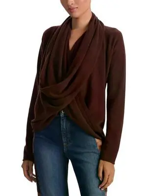 Alice + Olivia Jules Draped Cowl Neck Sweater - Brown