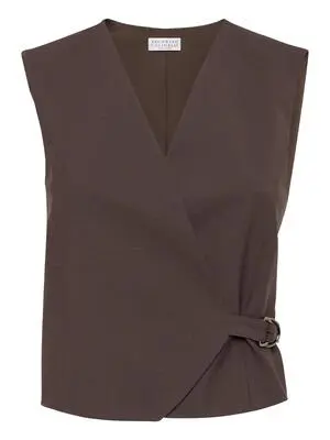 Brunello Cucinelli Tropical Luxury Wool Vest - Brown