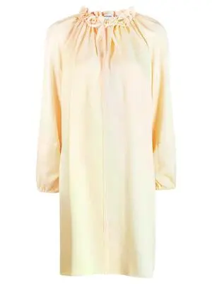 GOODIOUS Wide-sleeve Tie-fastening Dress - Yellow