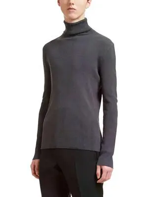 AIEZEN Ribbed Turtleneck Knit Sweater - Grey
