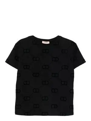 TWINSET Logo Pattern T-shirt - Black