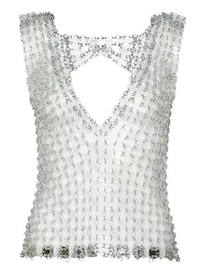 Rabanne V-neck Chain-link Top - White