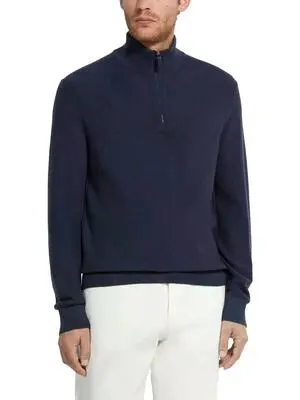 Zegna Mock Neck Half-zip Cashmere Sweater - Blue