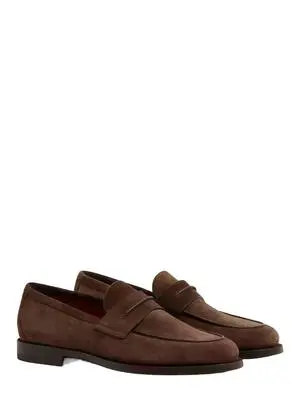 Zegna Suede Penny Loafers - Brown