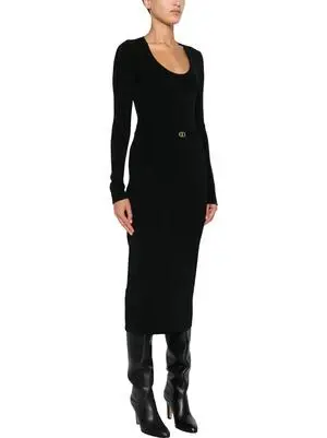 TWINSET Ribbed Belted Dress - Black
