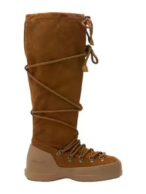 Moon Boot Luna Lace-up Suede Knee-high Boots - Brown