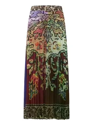 PIERRE-LOUIS MASCIA Pleated Floral-print Midi Skirt - Brown