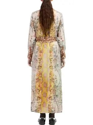 PIERRE-LOUIS MASCIA Floral Print Maxi Shirt Dress - Neutrals