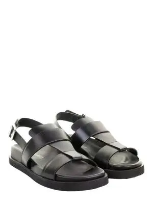 GUGLIELMO ROTTA Guglielmo Rotta Leather Buckle Strap Sandals Black