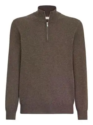 Brunello Cucinelli Brunello Cucinelli Half-Zip Cashmere Sweater Brown