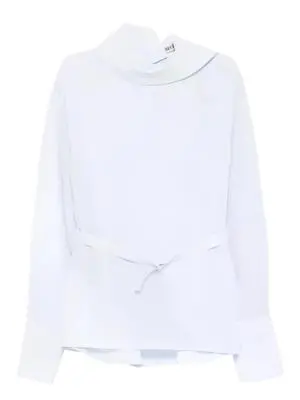 Issey Miyake High Neck Long Sleeve Shirt - Blue