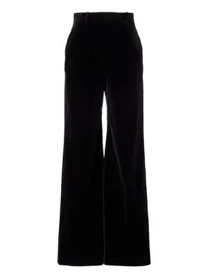 VALENTINO High-rise Cotton Velvet Wide-leg Pants