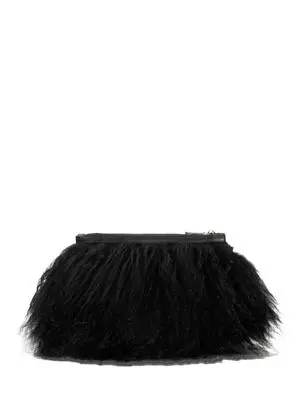 Dolce & Gabbana Fur-trimmed Zip Clutch Bag - Black