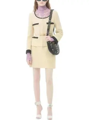 Valentino Garavani Wool Tweed Mini Skirt - Neutrals
