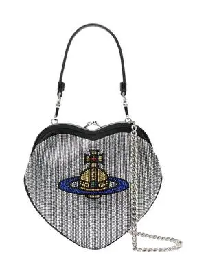 VIVIENNE WESTWOOD Heart Crystal Embellished Clutch Bag - Silver