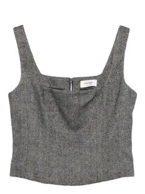 OTTOD'AME Ottod'Ame Herringbone Square-Neck Sleeveless Top