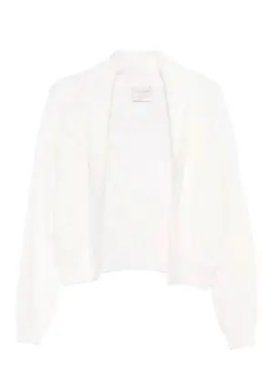 FORTE_FORTE Ribbed Knit Open Front Cardigan - White