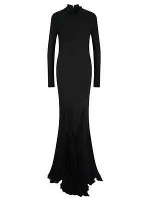 Khaite Pleated Silk Maxi Dress - Black
