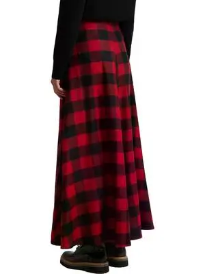 Woolrich Checked A-line Wool Skirt - Red