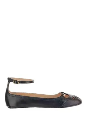 Chloé Misty Ballet Flats With Ankle Strap - Black