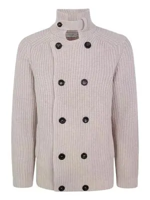 BALLANTYNE Double-breasted High Neck Cardigan - Neutrals