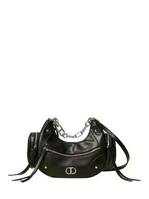 TWINSET Chain-trimmed Shoulder Bag - Black