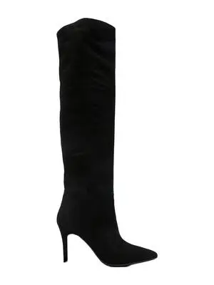 L'ARIANNA Suede Pointed-toe Knee-high Boots - Black