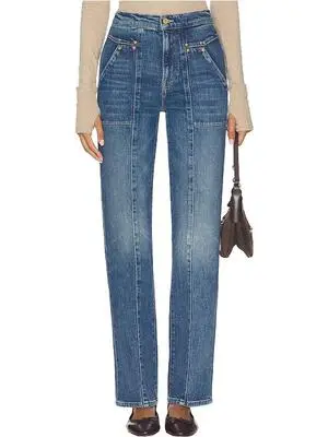 MOTHER The Riveting Rambler Zip Sneak Jeans - Blue