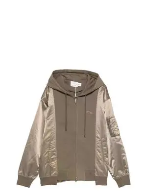 FENG CHEN WANG Satin-panel Hooded Jacket - Neutrals