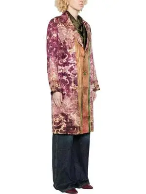 PIERRE-LOUIS MASCIA Burgundy Floral Damask Print Coat - Red