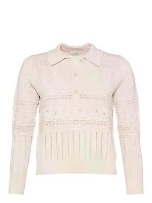 ERES Charmeur Pointelle Knit Polo Sweater - Pink