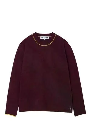 Sunnei Round Neck Long Sleeve Sweater With Yellow Trim - Red