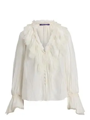 Ralph Lauren Kensley Cotton-silk Voile Blouse - Ivory