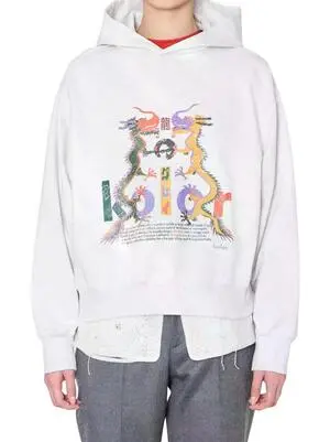 Kolor Dragon Print Hoodie - White