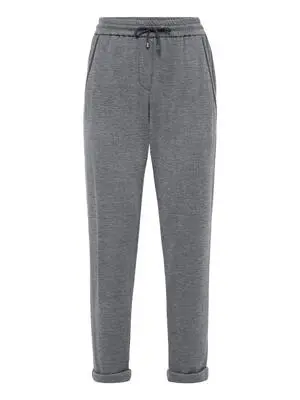 Brunello Cucinelli Cotton-silk French Terry Drawstring Sweatpants - Grey
