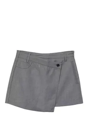 B+AB Wrap Skirt With Button Fastening - Grey