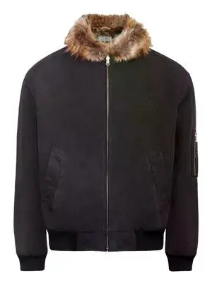 MAISON MARGIELA Fur-collar Cotton Bomber Jacket - Black