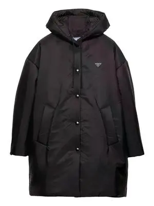 Prada Hooded Snap-fit Fastening Coat - Black