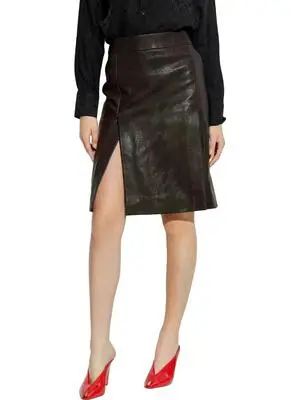 FERRAGAMO Leather Mini Skirt - Brown