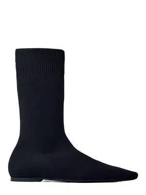 TOTEME Square-toe Ribbed Knit Boots - Black